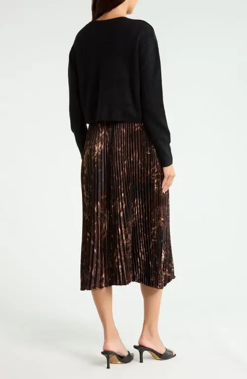 CECE DUPRAZ Pleated Slipdress With Sweater