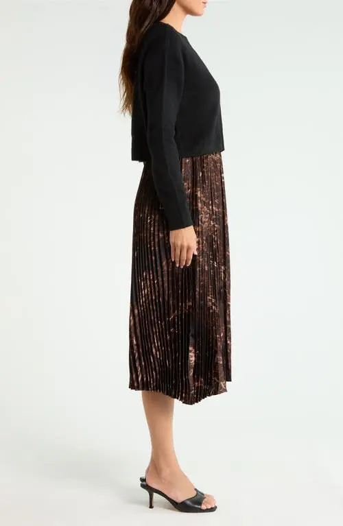 CECE DUPRAZ Pleated Slipdress With Sweater