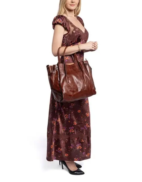 OLD TREND Sprout Land Genuine Leather Convertible Tote - Coffee