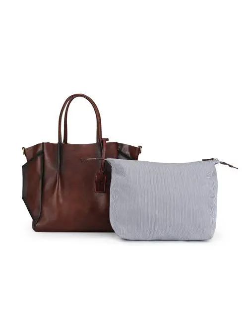OLD TREND Sprout Land Genuine Leather Convertible Tote - Coffee