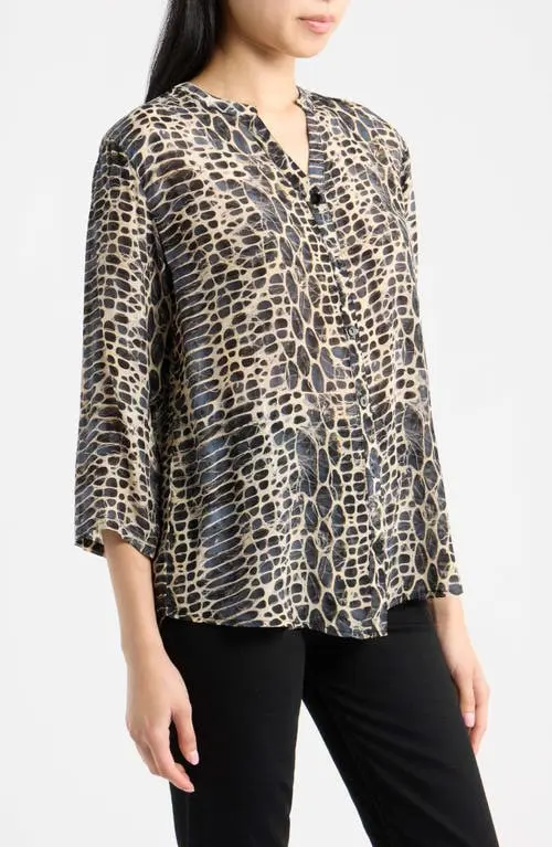 APNY Mandarin Collar Button-up Shirt