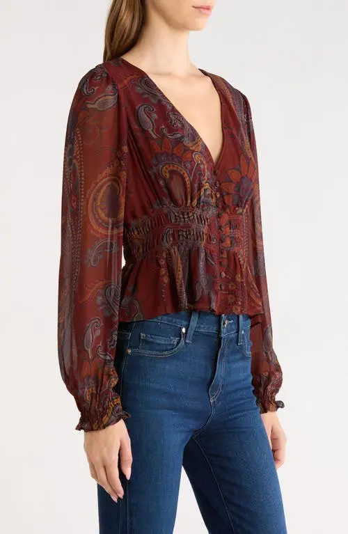 Paige Juna Smocked Ruffle Hem Top