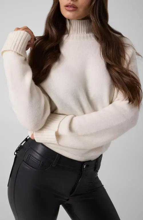Guess Cashmere Blend Turtleneck Sweater - Open White