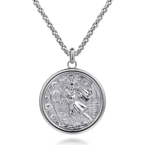 GABRIEL & CO. Modern Relics Saint Christopher Medallion Necklace
