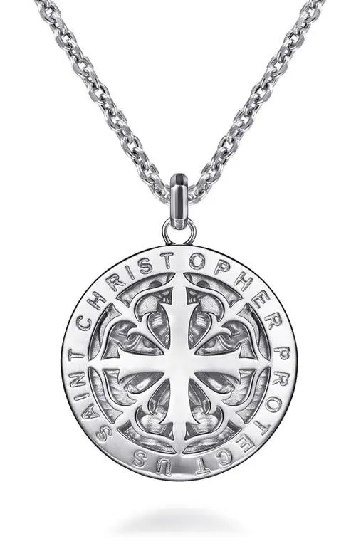 GABRIEL & CO. Modern Relics Saint Christopher Medallion Necklace