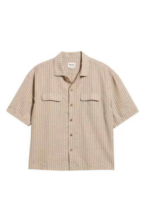 RHYTHM Floragraph Stripe Cotton Blend Seersucker Camp Shirt