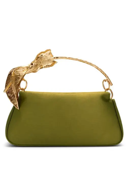 Cult Gaia Calla Top Handle Satin Clutch - Dark Chive
