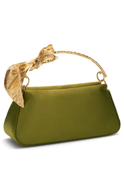 Cult Gaia Calla Top Handle Satin Clutch - Dark Chive