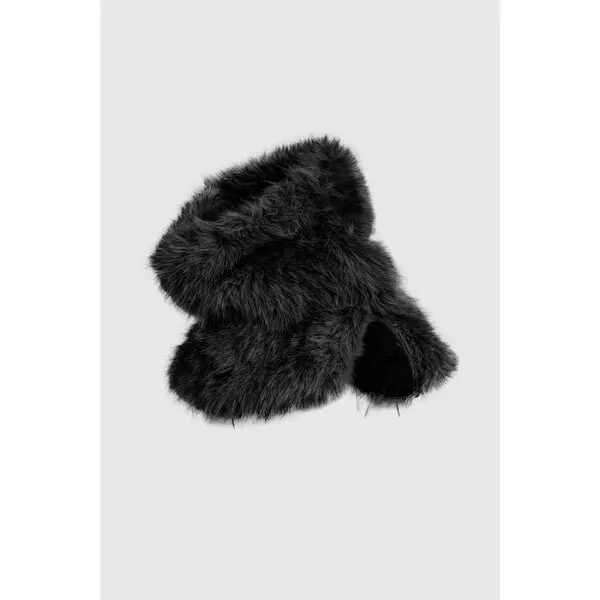 Natori Faux Fur Solid Faux Fur Neckwarmer - Black
