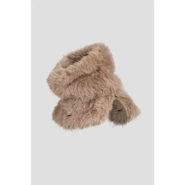 Natori Faux Fur Solid Faux Fur Neckwarmer - Natural
