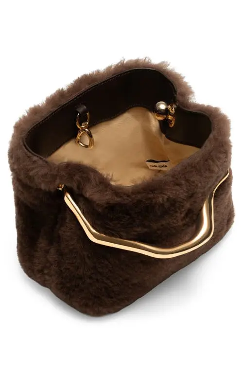 Cult Gaia Solene Mini Shearling Top Handle Bag