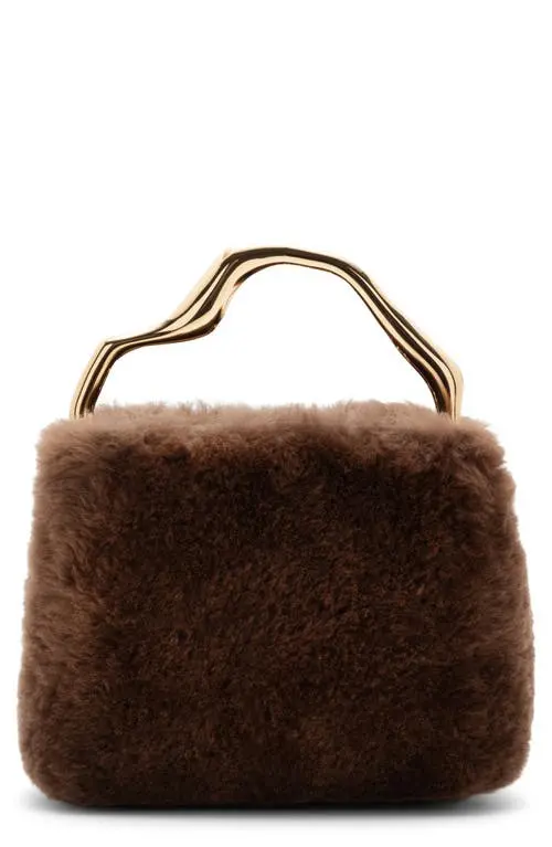 Cult Gaia Solene Mini Shearling Top Handle Bag - Luwak