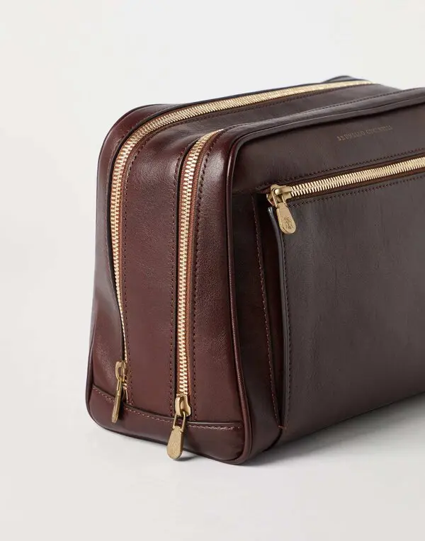 Brunello Cucinelli Logo Detailed Zipped Wash Bag