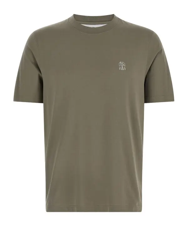 Brunello Cucinelli Logo Printed Crewneck T-shirt