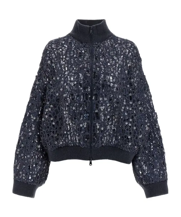 Brunello Cucinelli Dazzling Embroidered Knit Cardigan