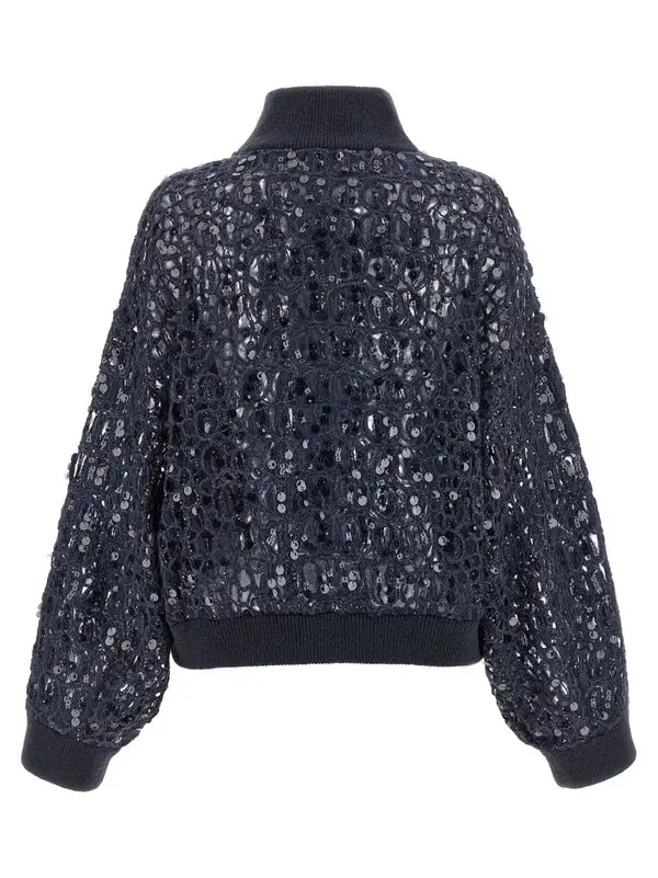 Brunello Cucinelli Dazzling Embroidered Knit Cardigan