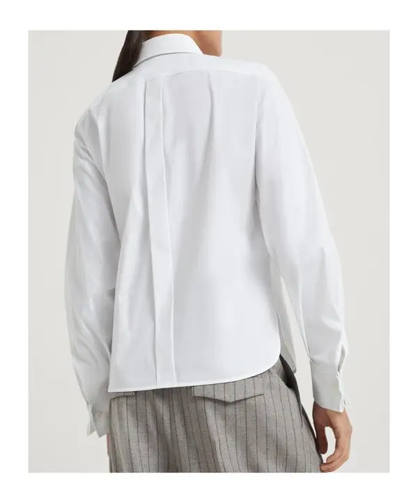 Brunello Cucinelli Embellished Stretch Poplin Shirt