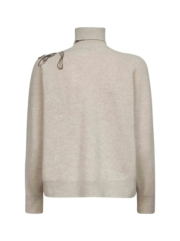 Brunello Cucinelli Monili Detailed Roll Neck Sweater
