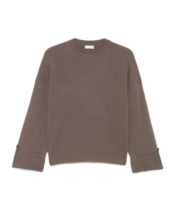 Brunello Cucinelli Monili-trim Ribbed Jumper