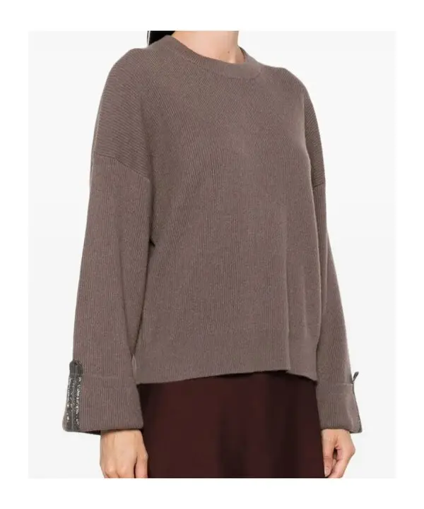 Brunello Cucinelli Monili-trim Ribbed Jumper