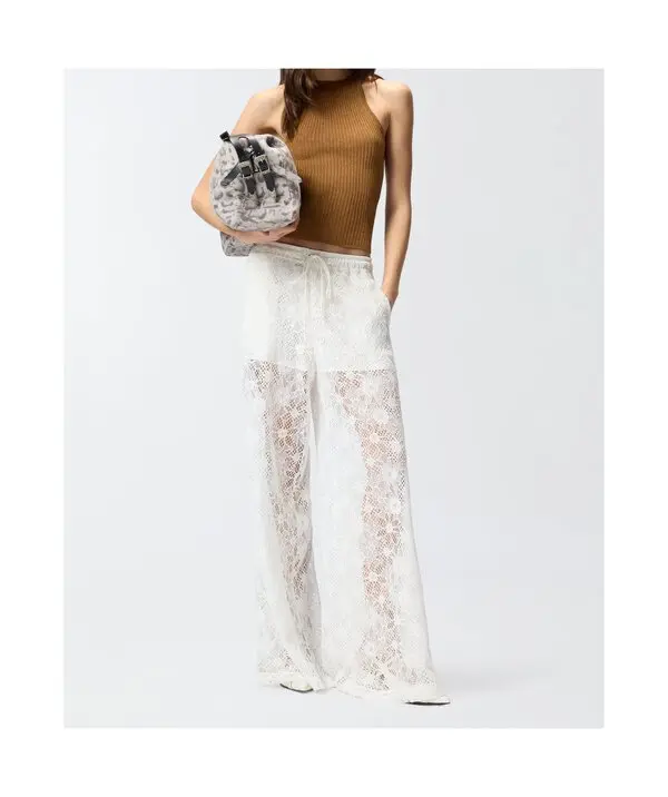 Pinko Lace Bell-bottom Pants - White