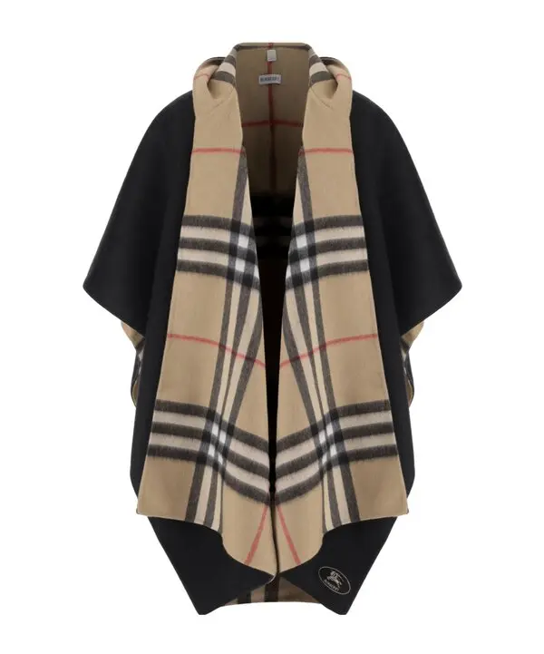 Burberry Check-pattern Hooded Reversible Cape - Black