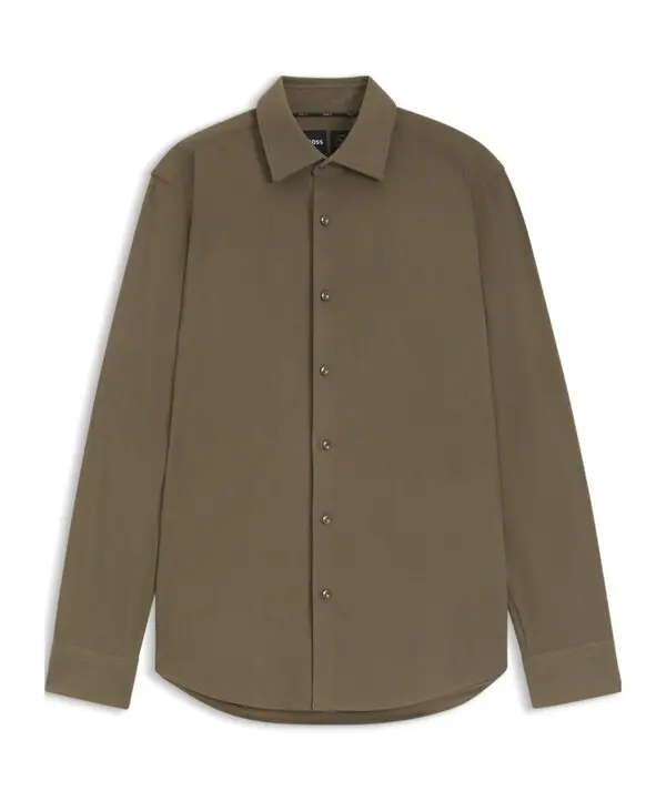 Hugo Boss Ribbed Long-sleeve Shirt - Light Brown