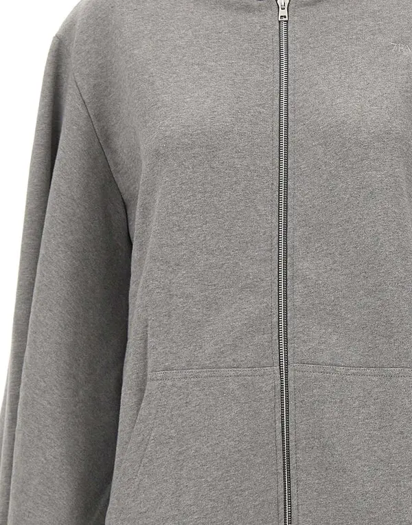 7 For All Mankind Oversized Zip Hoodie - Grey