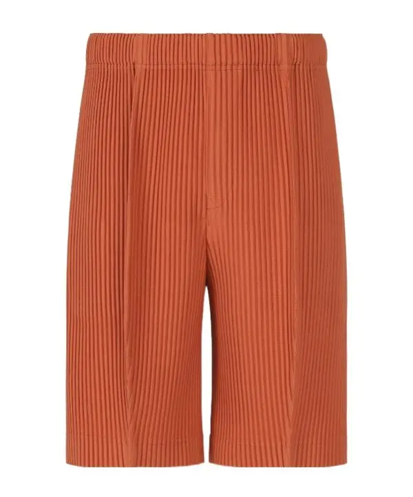 Issey Miyake Homme Plissé Pleated Straight-hem Shorts - Scarlet