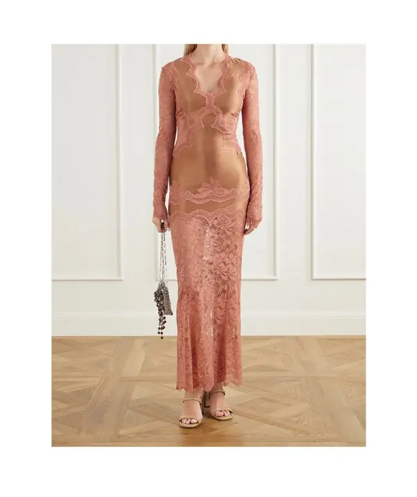 Rabanne Lace Panel Long Dress