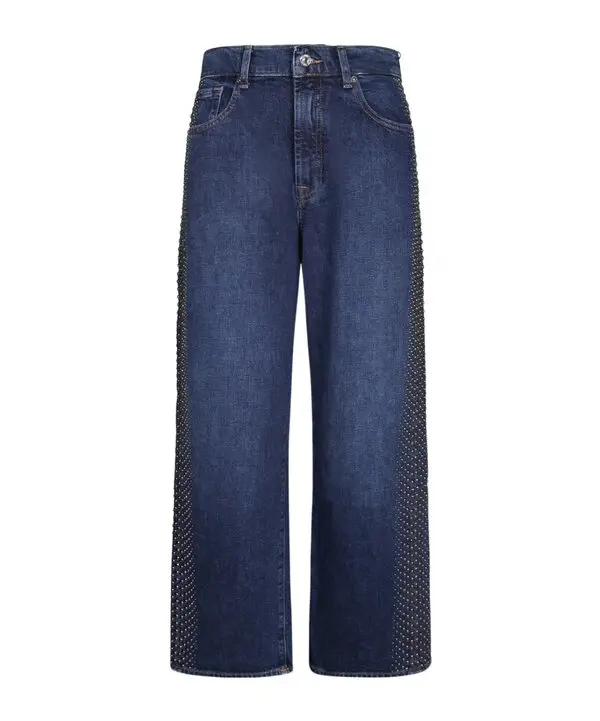 7 For All Mankind Stud-embellished Stovepipe Jeans - Blue