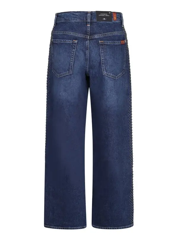 7 For All Mankind Stud-embellished Stovepipe Jeans - Blue