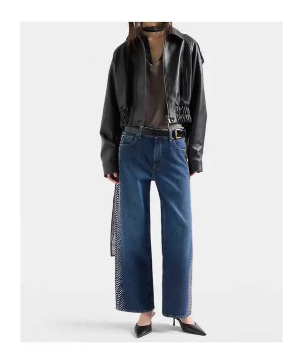 7 For All Mankind Stud-embellished Stovepipe Jeans - Blue