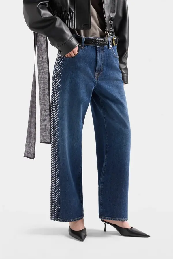 7 For All Mankind Stud-embellished Stovepipe Jeans - Blue