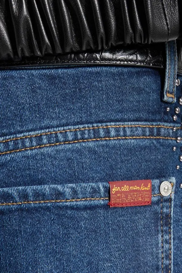 7 For All Mankind Stud-embellished Stovepipe Jeans - Blue