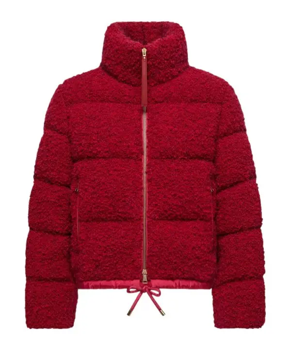 Moncler Trascendance Tweed Short Down Jacket - Red