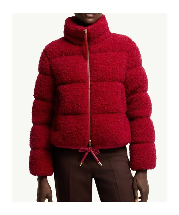 Moncler Trascendance Tweed Short Down Jacket - Red