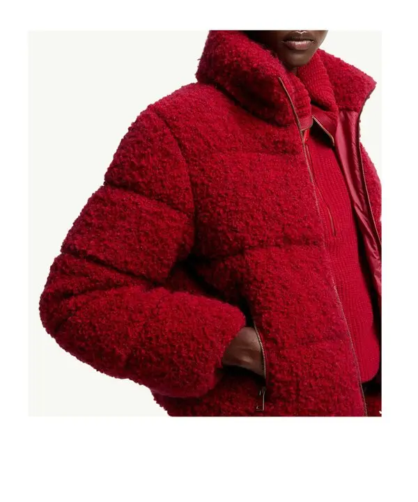 Moncler Trascendance Tweed Short Down Jacket - Red