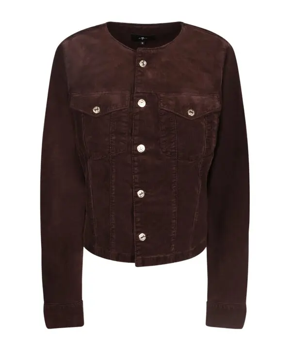 7 For All Mankind Corduroy Round Neck Jacket - Black