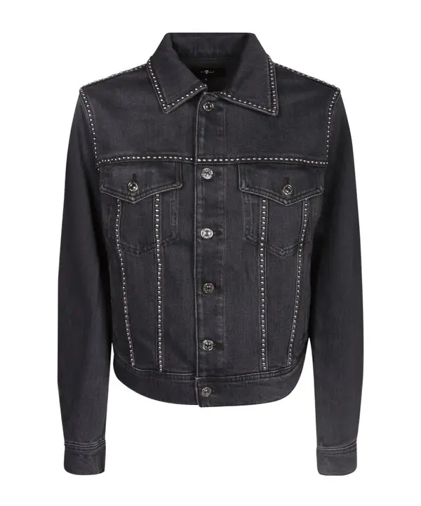 7 For All Mankind Studded Denim Jacket - Black