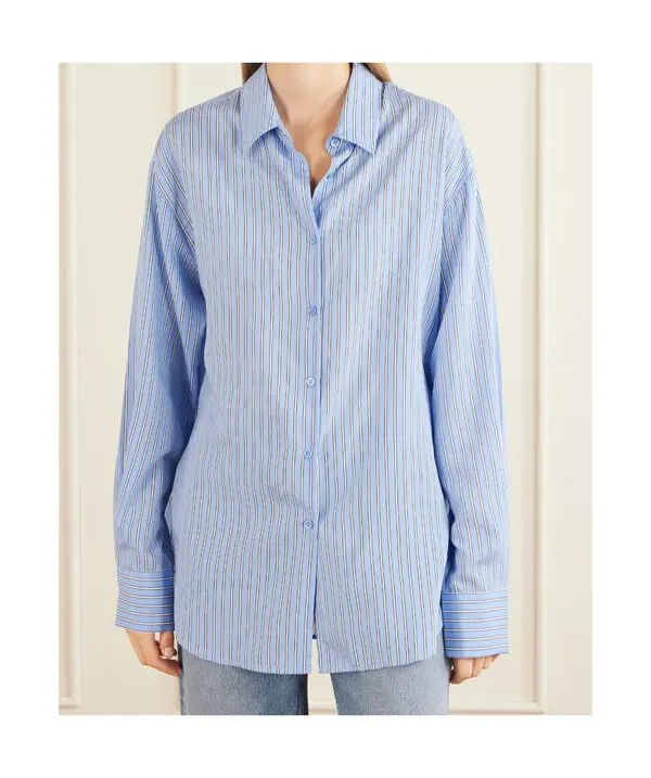 THE FRANKIE SHOP Peri Oversized Striped Georgette Shirt