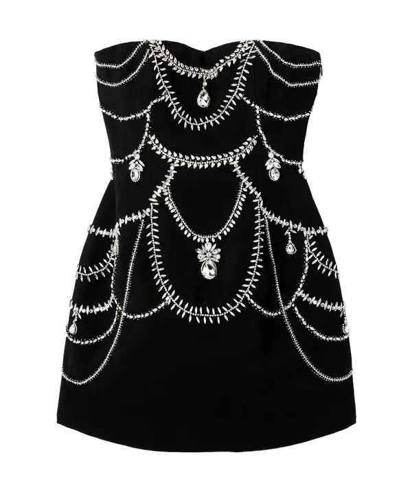 Simkhai Arta Strapless Crystal-embellished Cady Mini Dress - Black