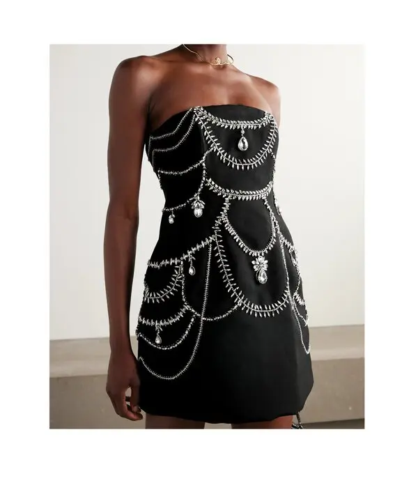 Simkhai Arta Strapless Crystal-embellished Cady Mini Dress