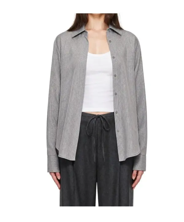 THE FRANKIE SHOP Long-sleeved Plaid Shirt - Grey