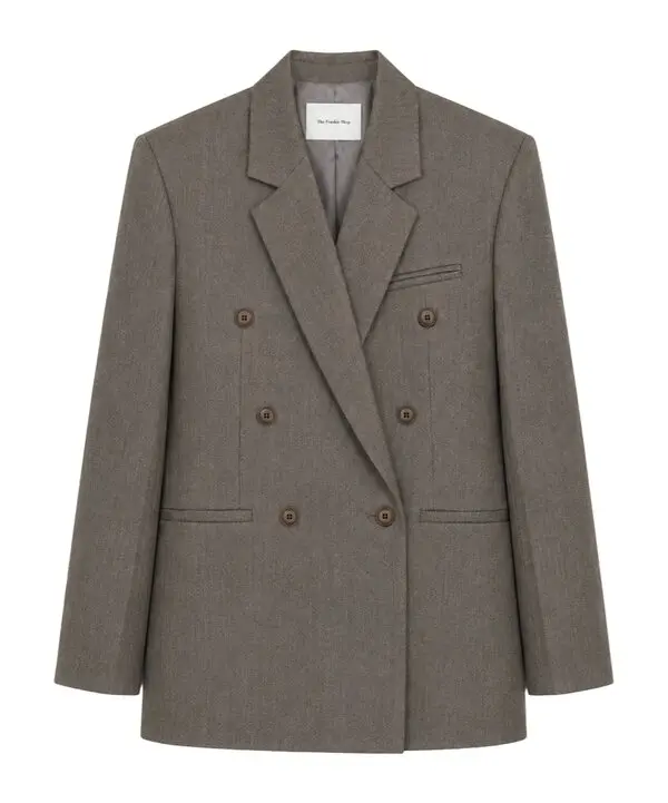 THE FRANKIE SHOP Jade Wool Double-breasted Blazer - Beige