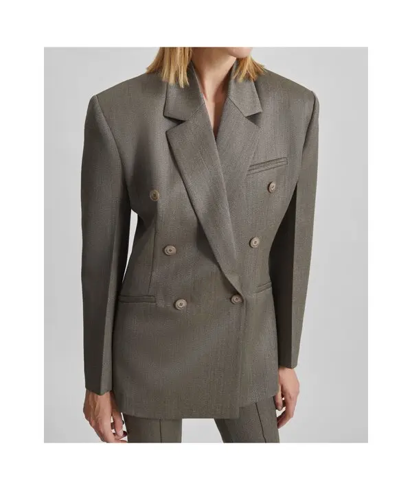 THE FRANKIE SHOP Jade Wool Double-breasted Blazer - Beige