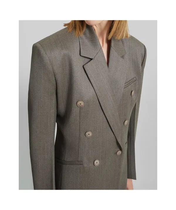 THE FRANKIE SHOP Jade Wool Double-breasted Blazer - Beige