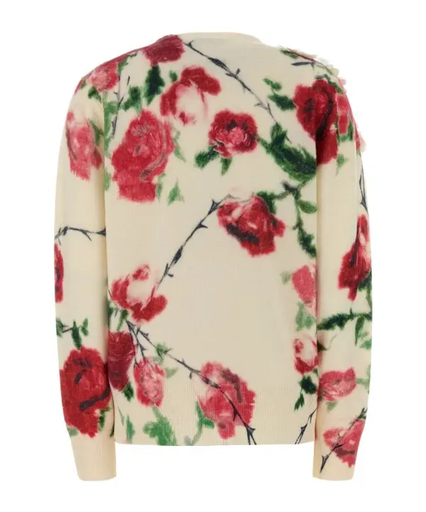 Blumarine Printed Wool Blend Cardigan - Nude