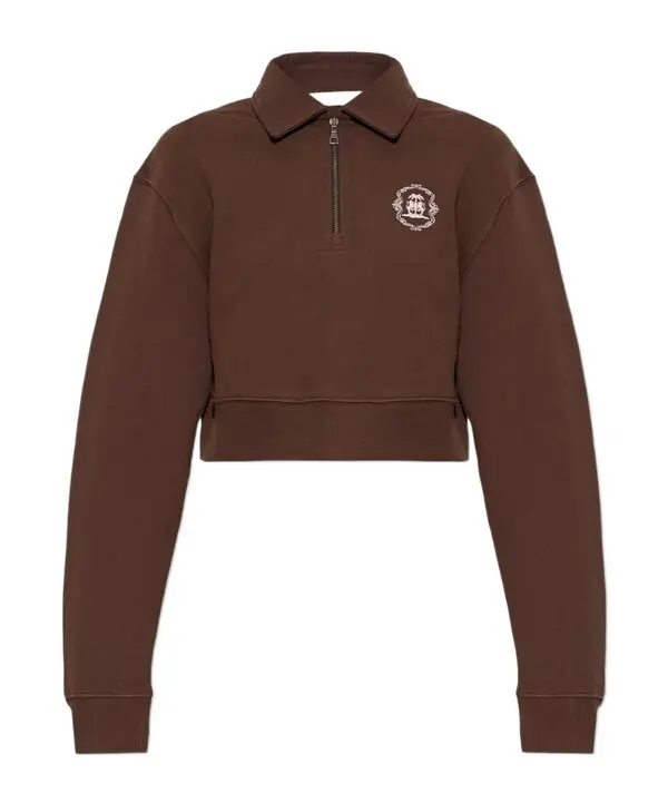 Palm Angels Cropped Half-zip Polo Sweatshirt - Brown