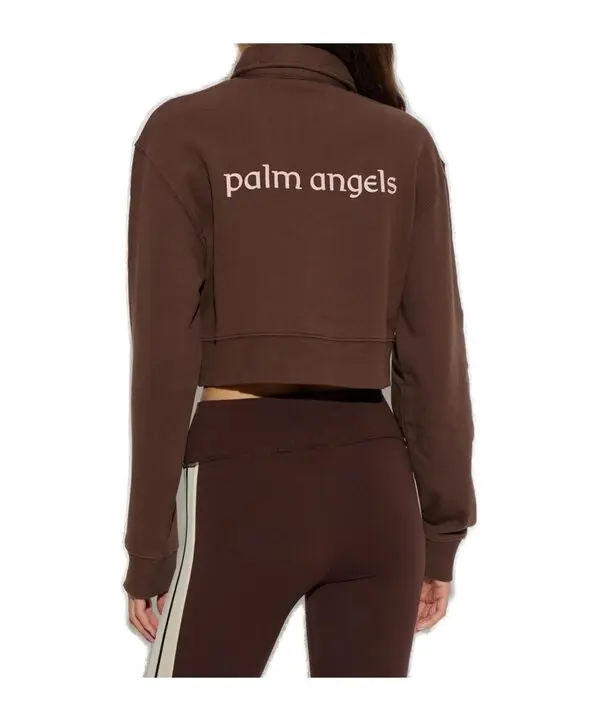 Palm Angels Cropped Half-zip Polo Sweatshirt - Brown